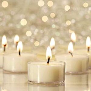 Ner Mitzvah Tea Light Candles - 200 Bulk Pack - White Unscented Tealight Candles in Clear Cup - Long Burning - 4.5 Hour