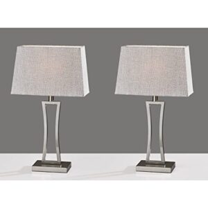 Adesso SL1151-22 Camila Table Lamp (Set of 2), 24.25in, 100W Type - A Bulb (Not Included), Brushed Steel, 2 Lamp Set