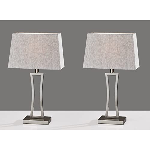 Adesso SL1151-22 Camila Table Lamp (Set of 2), 24.25in, 100W Type - A Bulb (Not Included), Brushed Steel, 2 Lamp Set