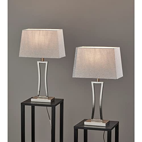 Adesso SL1151-22 Camila Table Lamp (Set of 2), 24.25in, 100W Type - A Bulb (Not Included), Brushed Steel, 2 Lamp Set