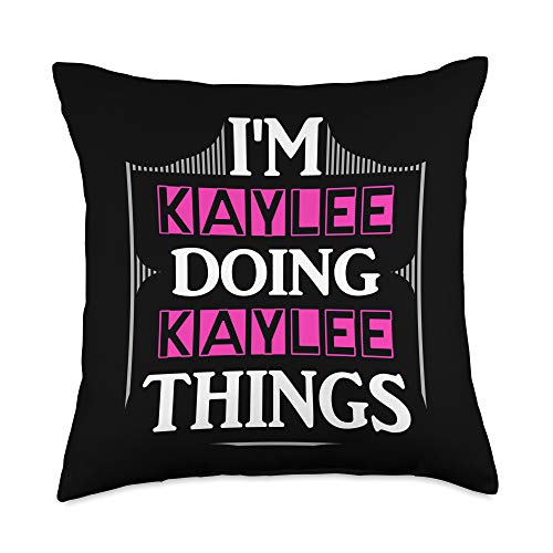 Custom Kaylee Gifts & Designs for Girls Kaylee Things Funny Name Gift Black Throw Pillow, 18x18, Multicolor