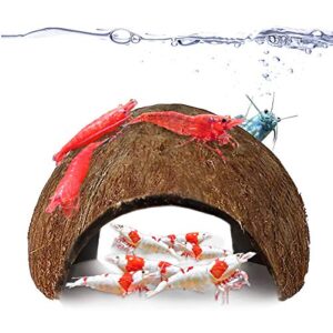 jor 2-pack coconut aquarium shrimp cave, small fish tank aquarium decorations accessories, comfortable shelter and breeding area for crustaceans, fish hideout aquarium décor for spawning