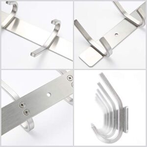 Wall Hooks, Hangers Vertical Metal Rack Wall Mount for Coat Towel Hat Jacket Backpack Bag (18.11" (6 Hooks) Silver)