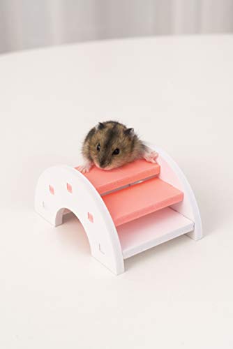 PStarDMoon Portable Hamster Cage with Running Exercise Wheels, Water Bottle, with Rainbow Hamster Toys and Sawdust, for African Miniature Rabbit Chinchilla Squirrel and Other Small Animals (Pink)