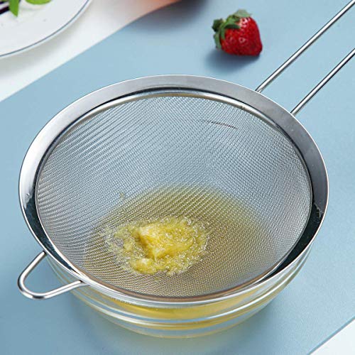 Kyraton Fine Mesh Strainer 6 Pieces Set, Flour Sifter For Baking, Stainless Steel Clander, Matcha Tea Strainer, Gravy Separator, Stasher Sieve Pasta Strainers