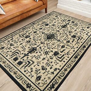 mohawk home modern farmhouse daran black border traditional (5' x 7') area rug