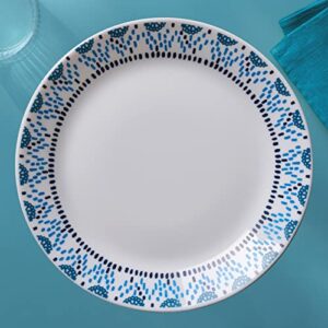 Corelle Everyday Expressions 12-Pc Dinnerware Set, Service for 4, Durable and Eco-Friendly, Higher Rim Glass Plate & Bowl Set, Microwave and Dishwasher Safe, Azure Medallion