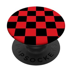 black and red checkered design checker print for women men popsockets swappable popgrip