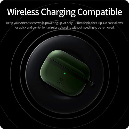 iFace Grip On Color Silicone Case Compatible with AirPods 1 and 2 - Wireless Charging Compatible, Aluminum Carabiner Included - Navy