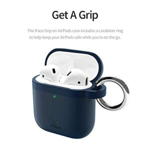 iFace Grip On Color Silicone Case Compatible with AirPods 1 and 2 - Wireless Charging Compatible, Aluminum Carabiner Included - Navy