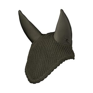 horze marquess noise cancelling crochet-pattern horse ear net - burnt olive - horse