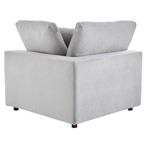 Modway Commix Down Filled Overstuffed Performance Velvet 6-Piece Sectional Sofa in Light Gray