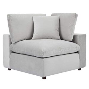 Modway Commix Down Filled Overstuffed Performance Velvet 6-Piece Sectional Sofa in Light Gray