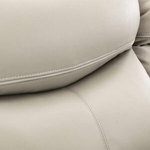 Familymill Breathable Leather Manual Reclining 3-Seat Sofa, Cream