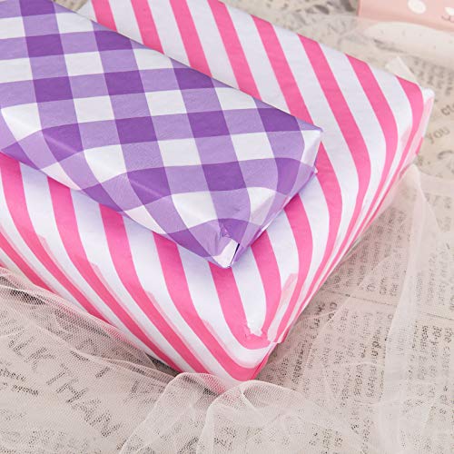 Whaline Easter Tissue Paper 90 Sheet Colorful Gift Wrapping Paper Sheet Pastel Rabbit Bunny Flower Plaid Wrapping Paper Spring Holiday Art Tissue for Easter DIY Gift Packing, 13.8 x 19.7 Inch