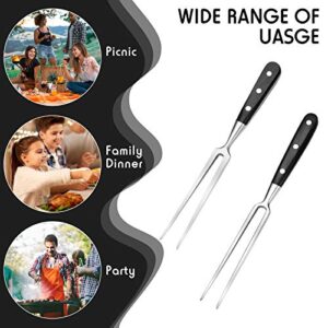 2 Pieces Carving Forks 12 Inch Stainless Steel Meat Fork Barbecue Fork Steak Fork for Kitchen Roast Grilling (Round Handle, Square Handle)