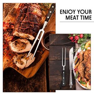 2 Pieces Carving Forks 12 Inch Stainless Steel Meat Fork Barbecue Fork Steak Fork for Kitchen Roast Grilling (Round Handle, Square Handle)