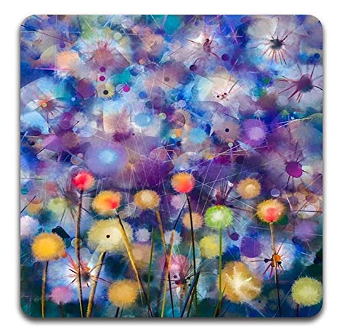 Beautiful Watercolor Flowers Square Coaster Set - Made of Recycled Rubber - Set of 4