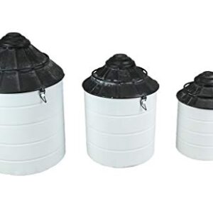 Set of 3 Black and White Vintage Farmhouse Tin Silo Canisters