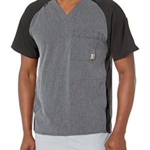 Carhartt Men's 2-Tone Raglan Sleeve Scrub Top, Charcoal Heather, LG