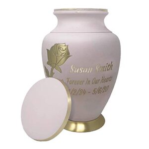 Momentful Life Custom Engraved Pink Rose Cremation Urn - Adult Cremation Urn Solid Brass