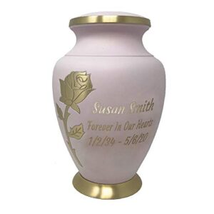 Momentful Life Custom Engraved Pink Rose Cremation Urn - Adult Cremation Urn Solid Brass