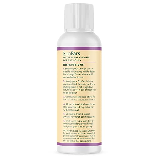 Vet Organics EcoEars Cat Ear Cleaner. Natural Multi-Action Formula. for Itch, Head Shaking, Discharge & Smell. Naturally Cleanses Away Common Problems. 100% Guaranteed (4 oz)