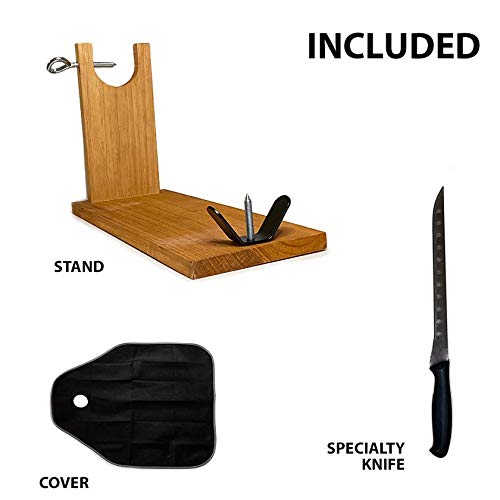 HAM STAND KIT Spain - Jamon Holder for Spanish iberico ham and Italian Prosciutto - INCLUDED: knife base stand and cover - Beautiful kitchen stand for serrano ham (KIT)