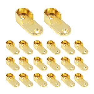 coshar 20pcs oval closet rod end supports, wardrobe rod brackets, zinc alloy, fit rod inside diameter 16mm/0.63inch, gold