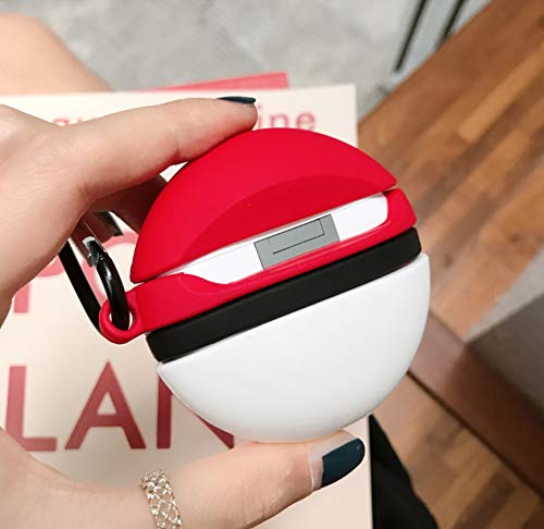 KAKUYI AirPods Case Cover with Keychain, Soft Silicone 3D Cute Cartoon Animal Character Kawaii Fashion Cover Funny Protective Case Compatible with AirPod 2 & 1 (Elf Ball)