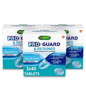 polident proguard & retainer cleaning tablets, mouth guard cleaner and retainer cleaner tablets - 40 count (pack of 3)