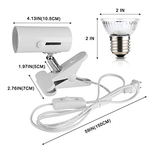 2-Pack Adjustable White Reptile Clamp Heat Lamp Fixture Holder with 3-Pack 50W Sun Basking Spot Lamp,Suitable for Aquarium, Reptiles,Lizard, Turtle, Snake