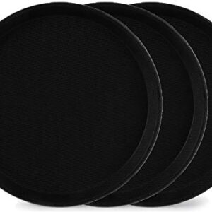 TOPZEA 3 Pack Restaurant Serving Trays, 11" Food Serving Tray Round Fiberglass Tray Non Slip Food Service Trays Platters for Restaurant, Parties, Breakfast, Cafe, Bar, Black