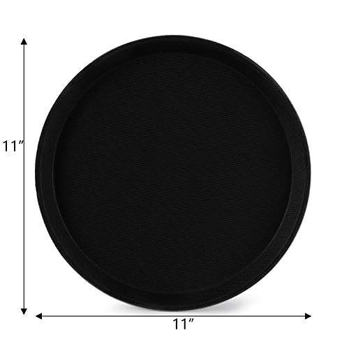 TOPZEA 3 Pack Restaurant Serving Trays, 11" Food Serving Tray Round Fiberglass Tray Non Slip Food Service Trays Platters for Restaurant, Parties, Breakfast, Cafe, Bar, Black