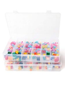 uhouse 2 pcs 18 grids clear plastic organizer container storage box with fixed dividers for nuts and bolts, tools storage organizer box case for craft tackles hardware