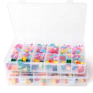 UHOUSE 2 PCS 18 Grids Clear Plastic Organizer Container Storage Box with Fixed Dividers for Nuts and Bolts, Tools Storage Organizer Box Case for Craft Tackles Hardware