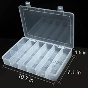 UHOUSE 2 PCS 18 Grids Clear Plastic Organizer Container Storage Box with Fixed Dividers for Nuts and Bolts, Tools Storage Organizer Box Case for Craft Tackles Hardware