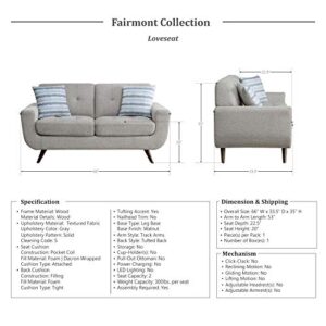 Lexicon Fairmont Living Room Loveseat, Gray