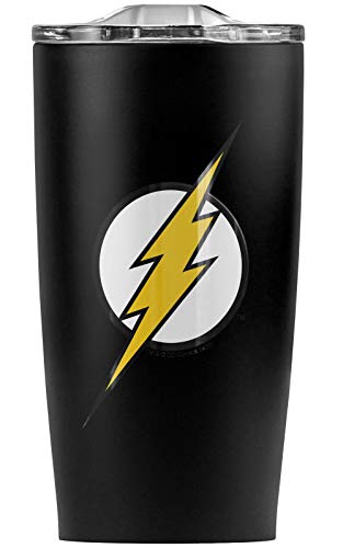 DC Comics Justice League Flash Logo Stainless Steel Tumbler 20 oz Coffee Travel Mug/Cup, Vacuum Insulated & Double Wall with Leakproof Sliding Lid | Great for Hot Drinks and Cold Beverages