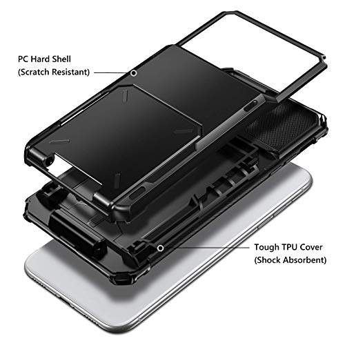 Vofolen Case for iPhone 8 Plus 7 Plus 6s Plus Wallet Card Holder 4-Slot Pocket Scratch Resistant Dual Layer Protective Bumper Rugged Rubber Armor Hard Shell Cover for iPhone 6 6S 7 8 Plus Black