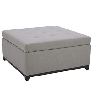 amazon brand – stone & beam tufted square lift-top storage ottoman, 35.8''w, light grey