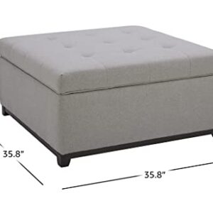 Amazon Brand – Stone & Beam Tufted Square Lift-Top Storage Ottoman, 35.8''W, Light Grey