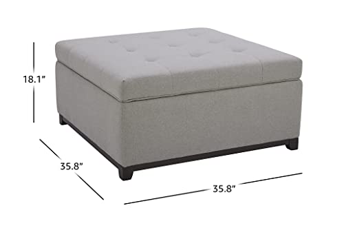 Amazon Brand – Stone & Beam Tufted Square Lift-Top Storage Ottoman, 35.8''W, Light Grey