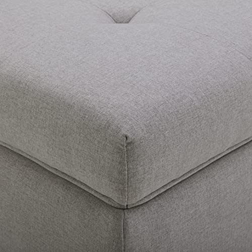 Amazon Brand – Stone & Beam Tufted Square Lift-Top Storage Ottoman, 35.8''W, Light Grey