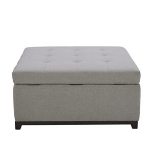 Amazon Brand – Stone & Beam Tufted Square Lift-Top Storage Ottoman, 35.8''W, Light Grey