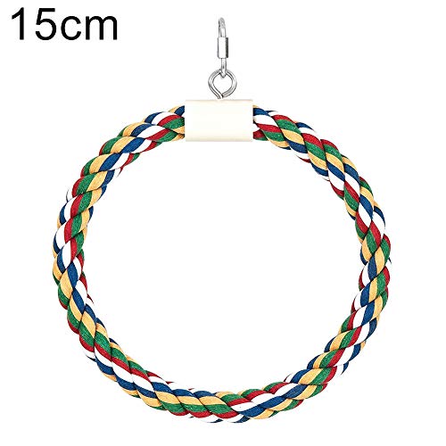 SONGBIRDTH Parrot Chew Toys - Pet Bird Parrot Cotton Rope Circle Ring Stand Hanging Swing Cage Chew Play Toy for Medium and Small Parrot 15cm