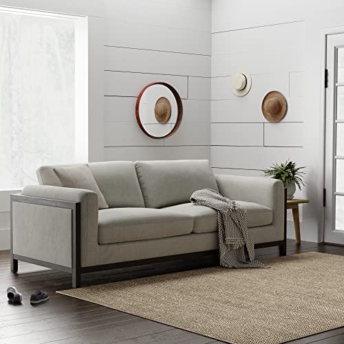 Amazon Brand – Stone & Beam Chesler Contemporary Sofa Couch with Wood Trim, 88"W, Cream