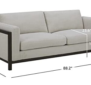 Amazon Brand – Stone & Beam Chesler Contemporary Sofa Couch with Wood Trim, 88"W, Cream