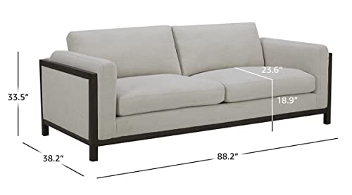 Amazon Brand – Stone & Beam Chesler Contemporary Sofa Couch with Wood Trim, 88"W, Cream