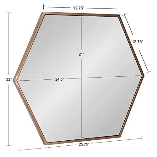 Kate and Laurel McNeer Modern Wall Mirror, 22 x 25, Bronze, Geometric Hexagon Mirror for Wall